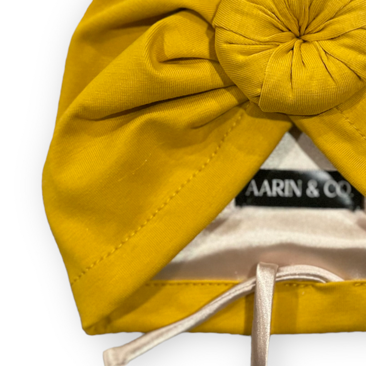 Adjustable Satin Lined Turban-Mustard – Aarin & Co.